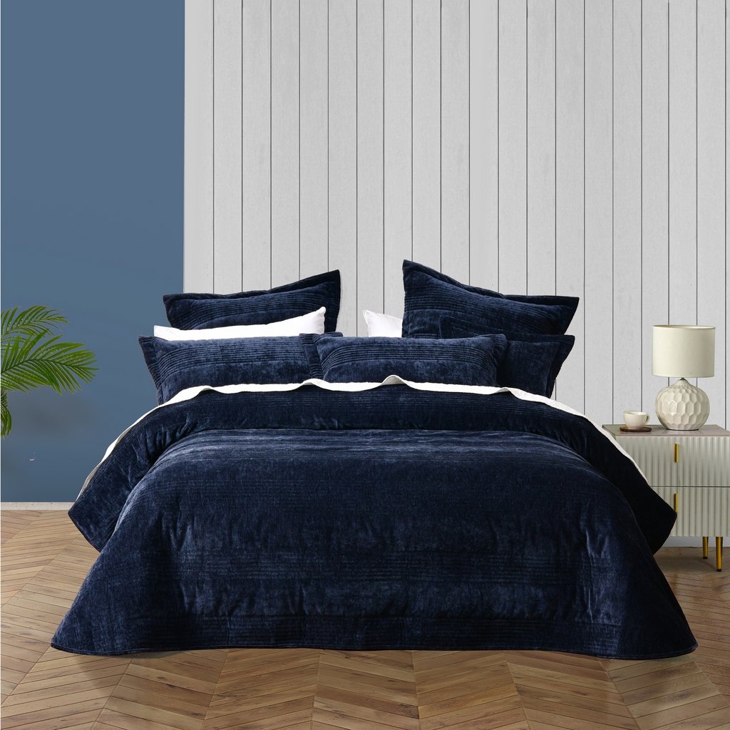 Cyrano Indigo Coverlet Set By Bianca | Planet Linen