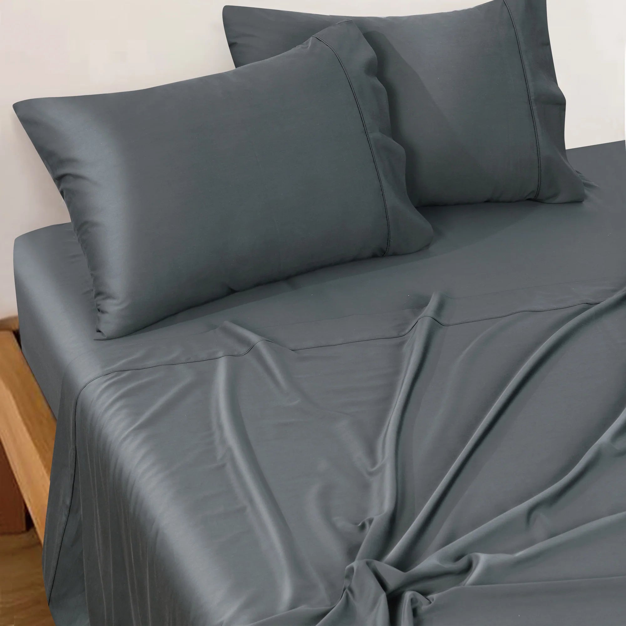 Rosebank 500tc Bamboo/Cotton Sateen Mega Sheet Sets Charcoal by Bianca ...