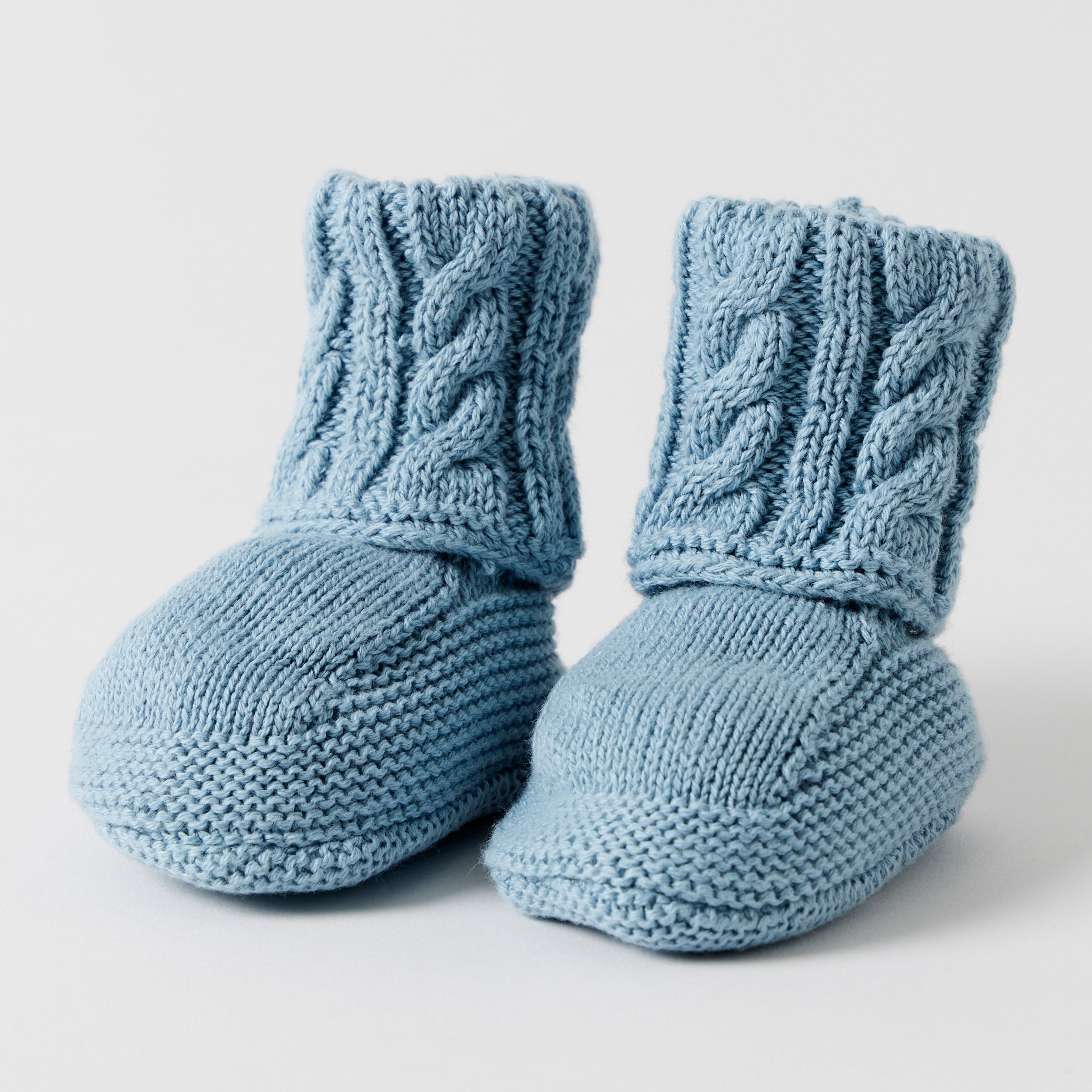 Cable Knit Blue Booties by Jiggle & Giggle | Planet Linen