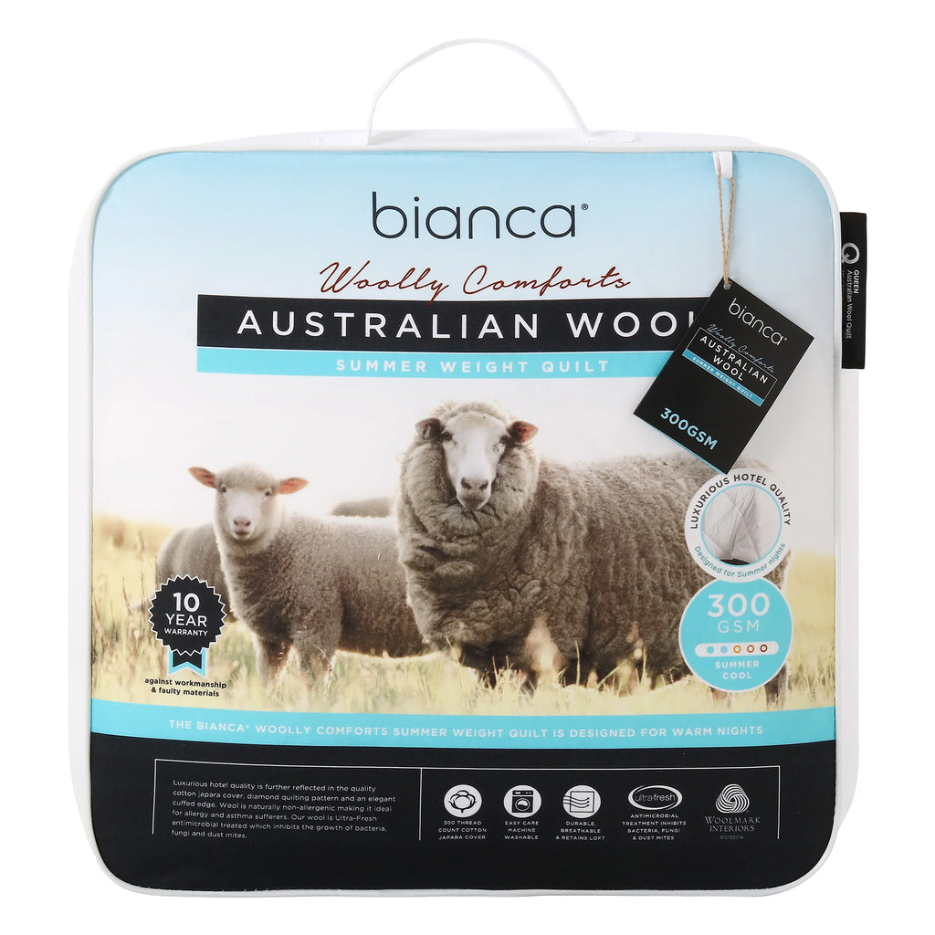 Woolly Comforts 300gsm Summer Weight Wool Quilt by Bianca – Planet Linen