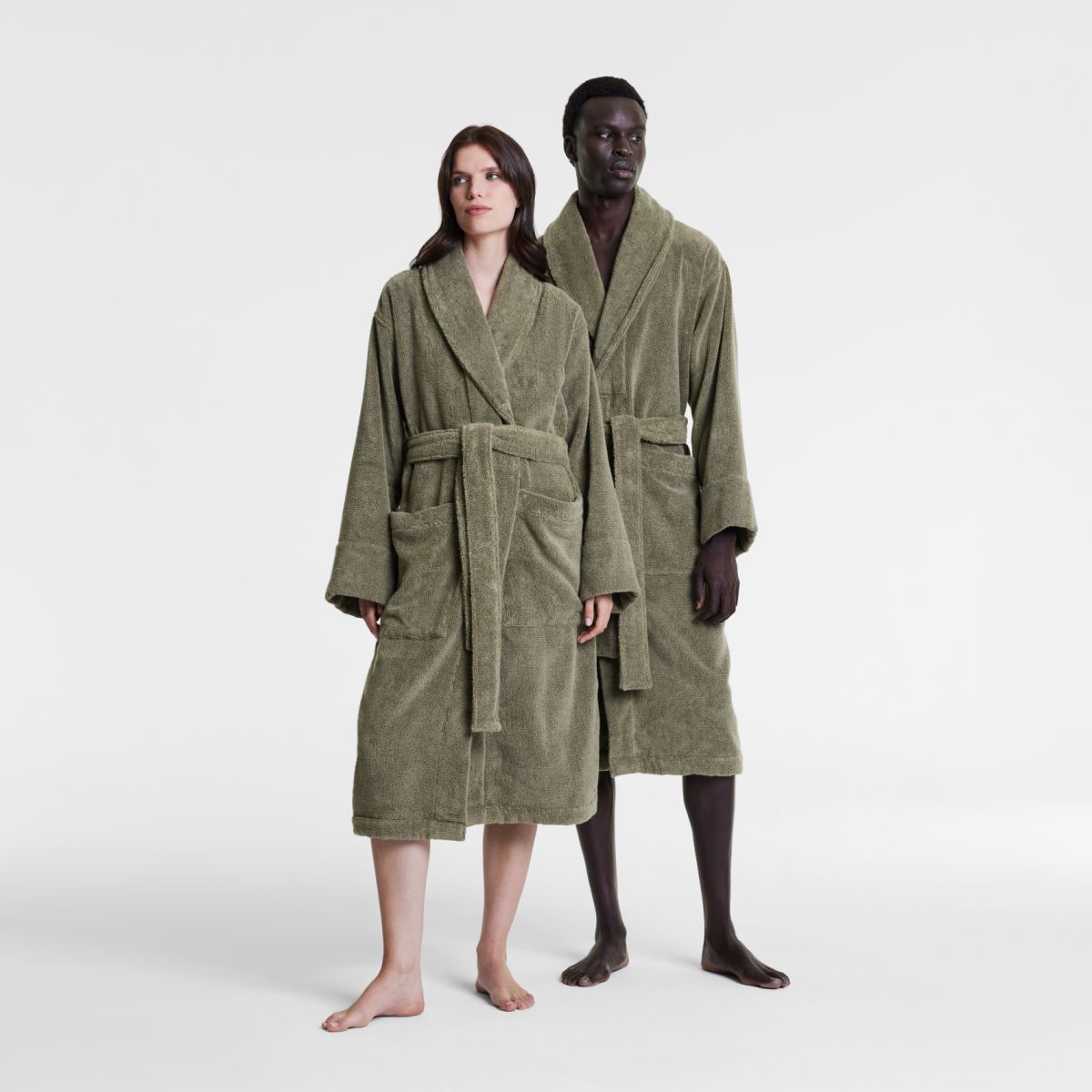 AVEN Australian Cotton Bath Robe GREEN OLIVE by Sheridan | Planet Linen