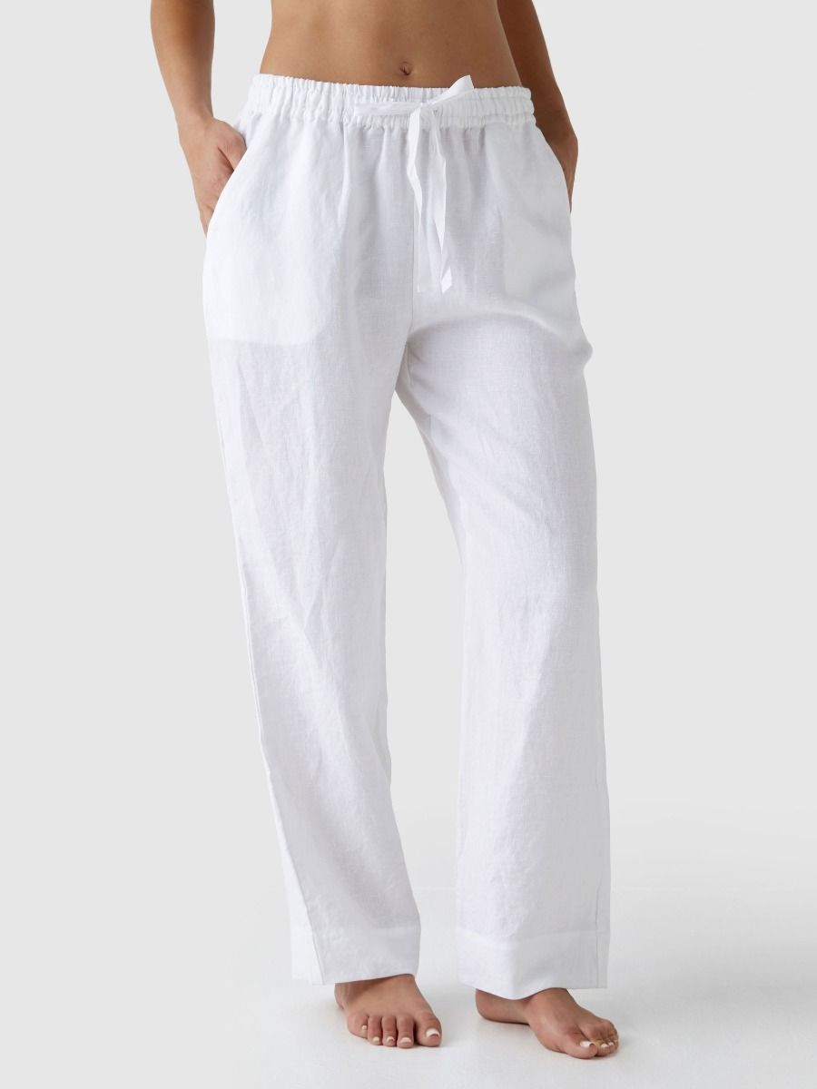 Nimes White Linen Pants by Linen House | Planet Linen