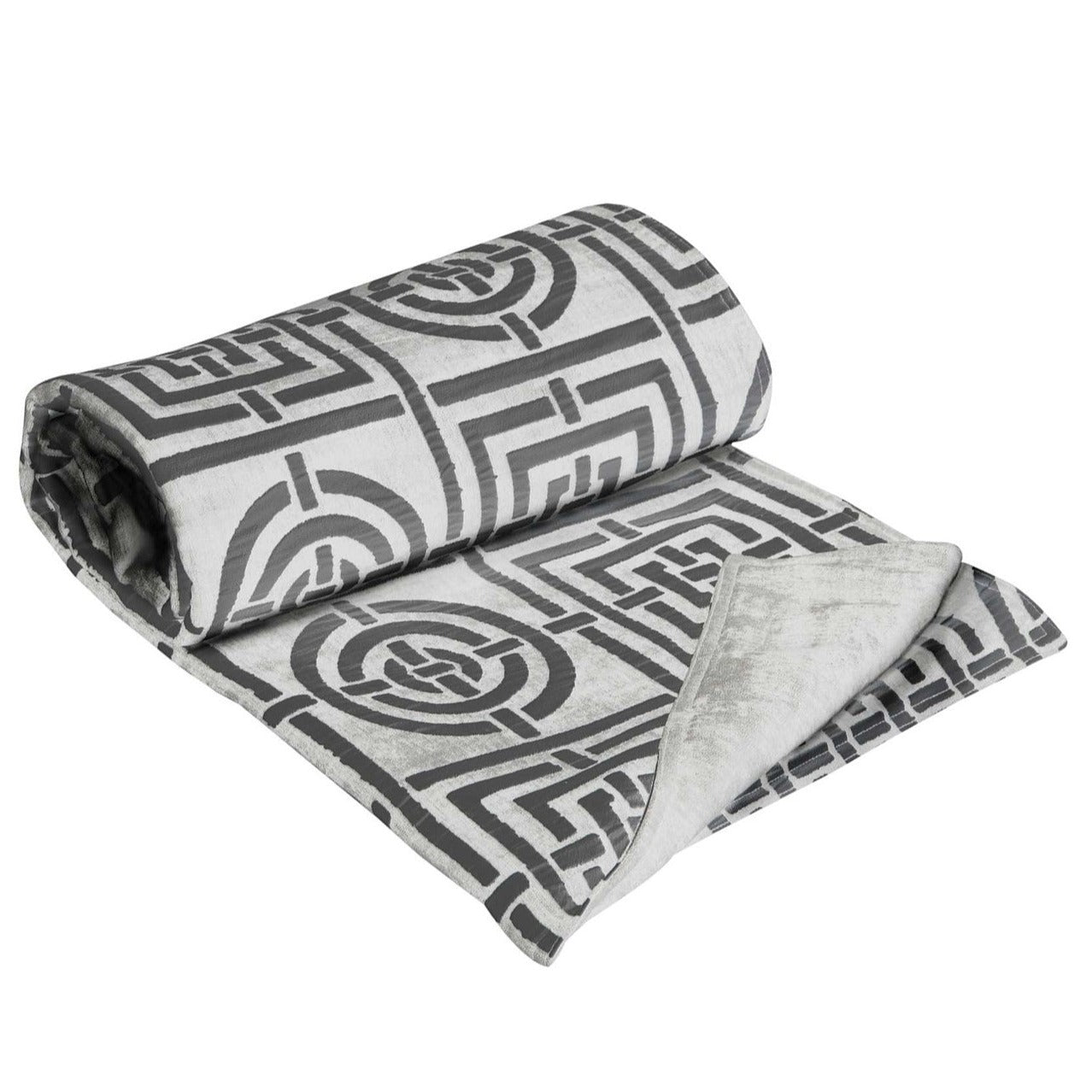 Circles and Squares Silver Bed Runner By Florence Broadhurst| Planet Linen