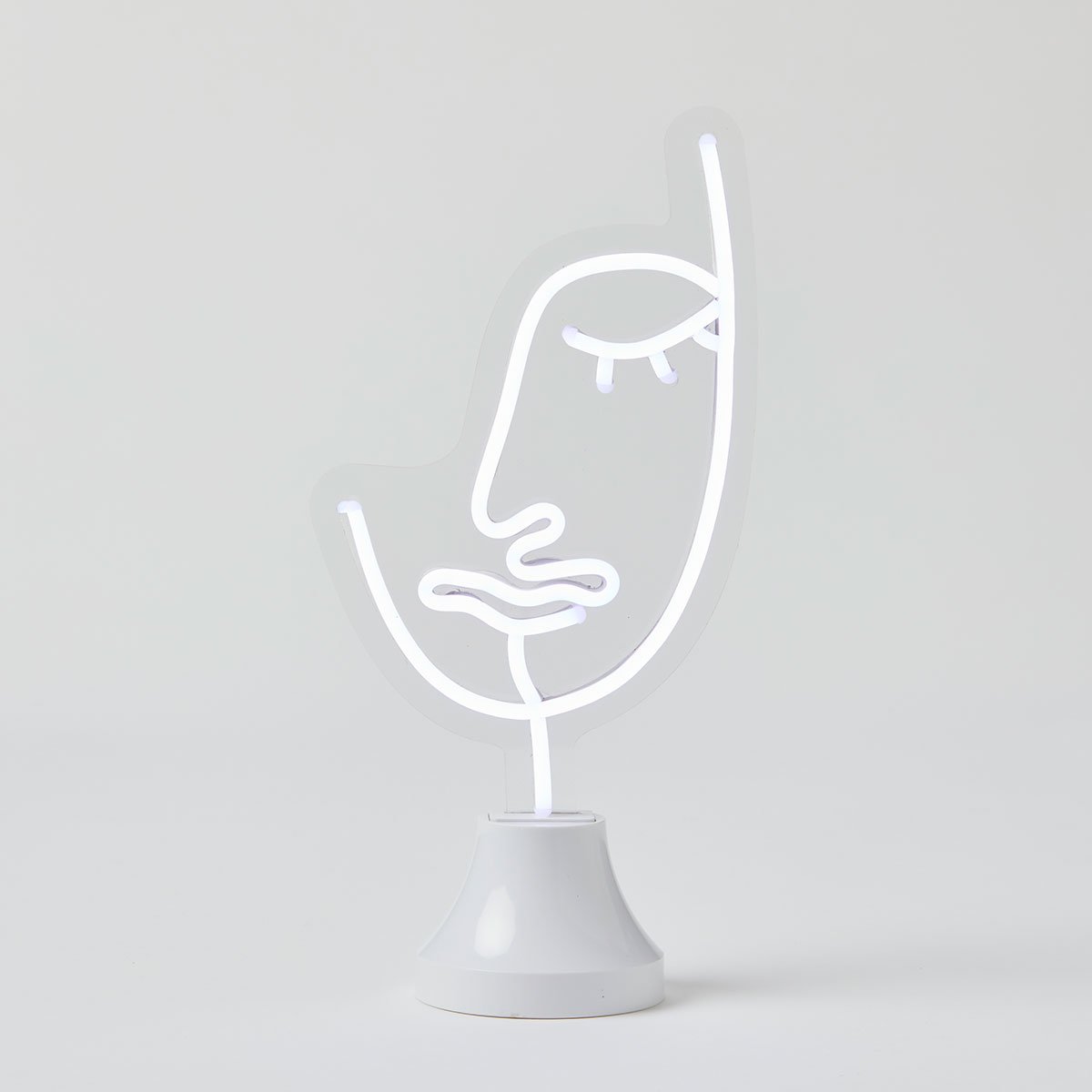 Face LED Neon Light on Stand by Pilbeam Living | Planet Linen