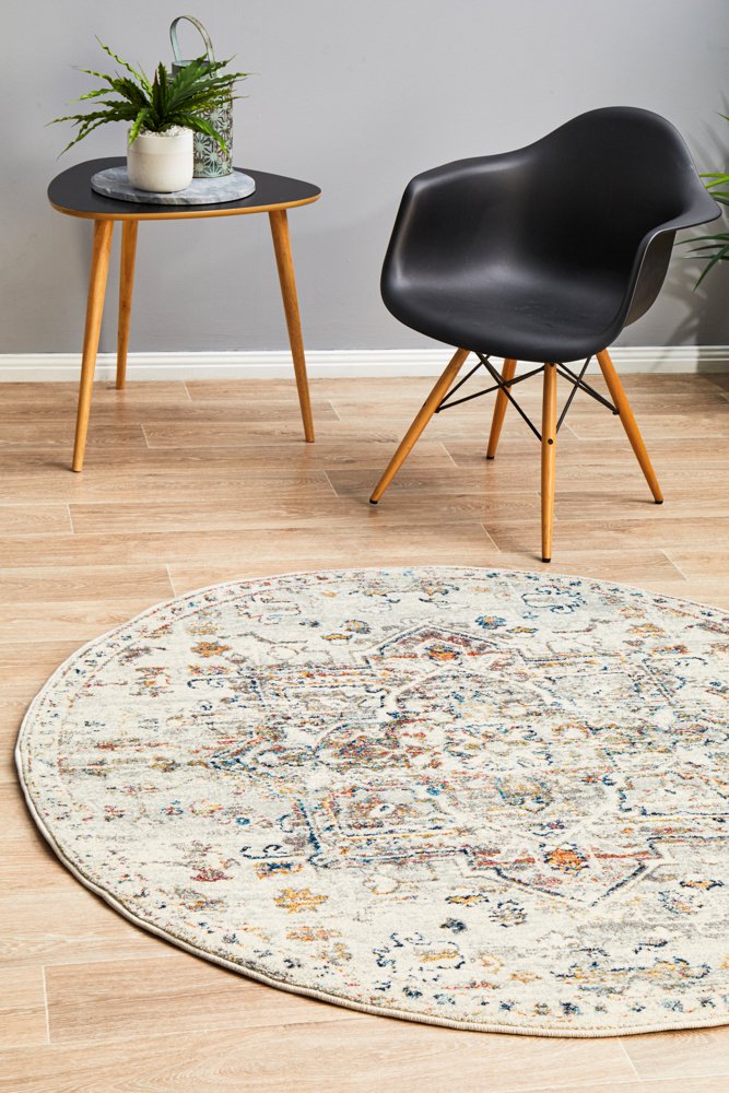 Century 911 Round Rug (Silver) by Rug Culture | Planet Linen