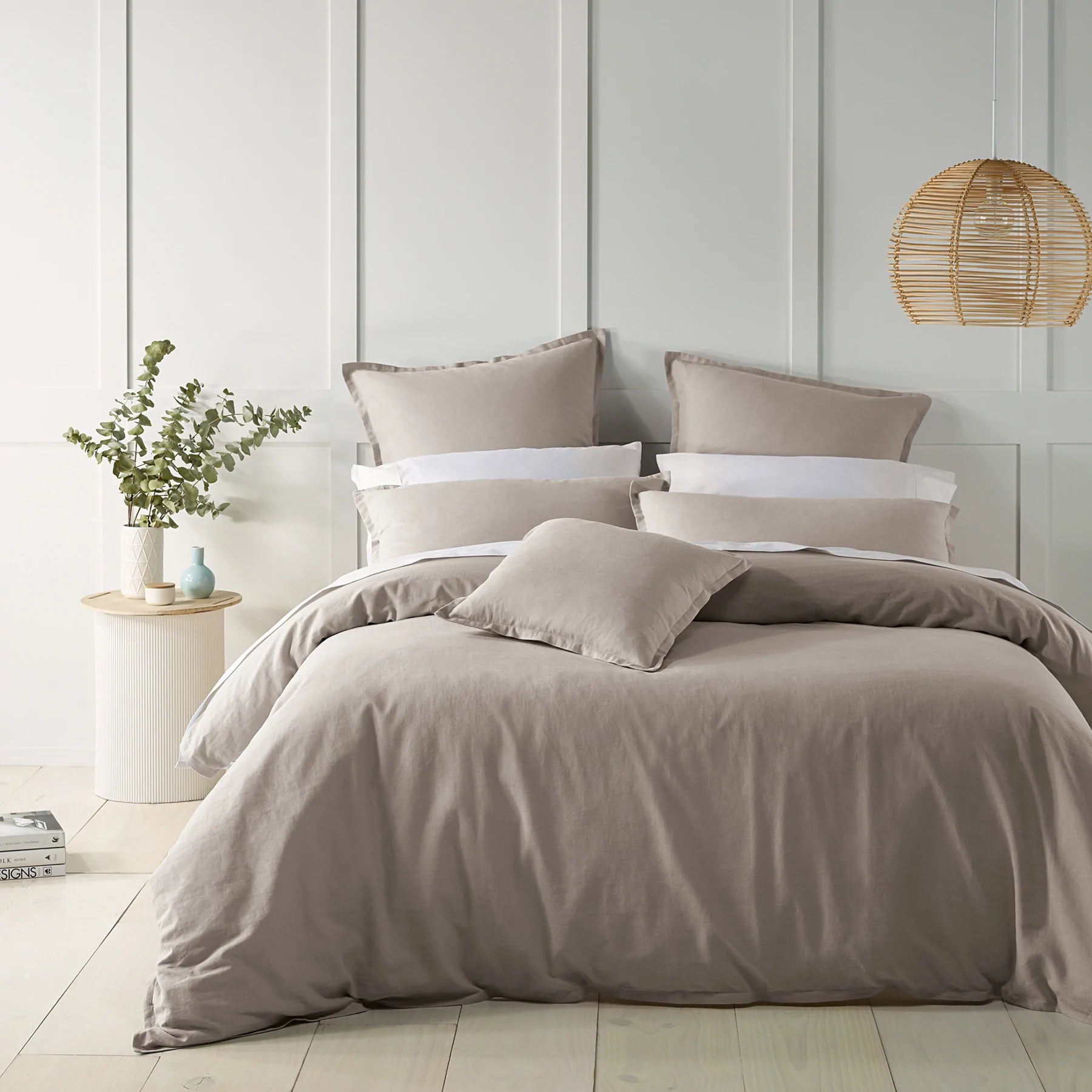 Wellington Oatmeal Linen Blend Quilt Cover Set by Bianca | Planet Linen