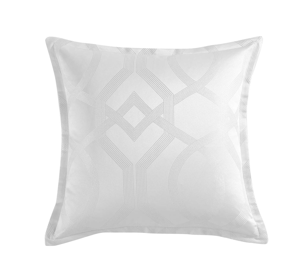 Seville Snow European Pillowcase by Logan and Mason Platinum | Planet Linen
