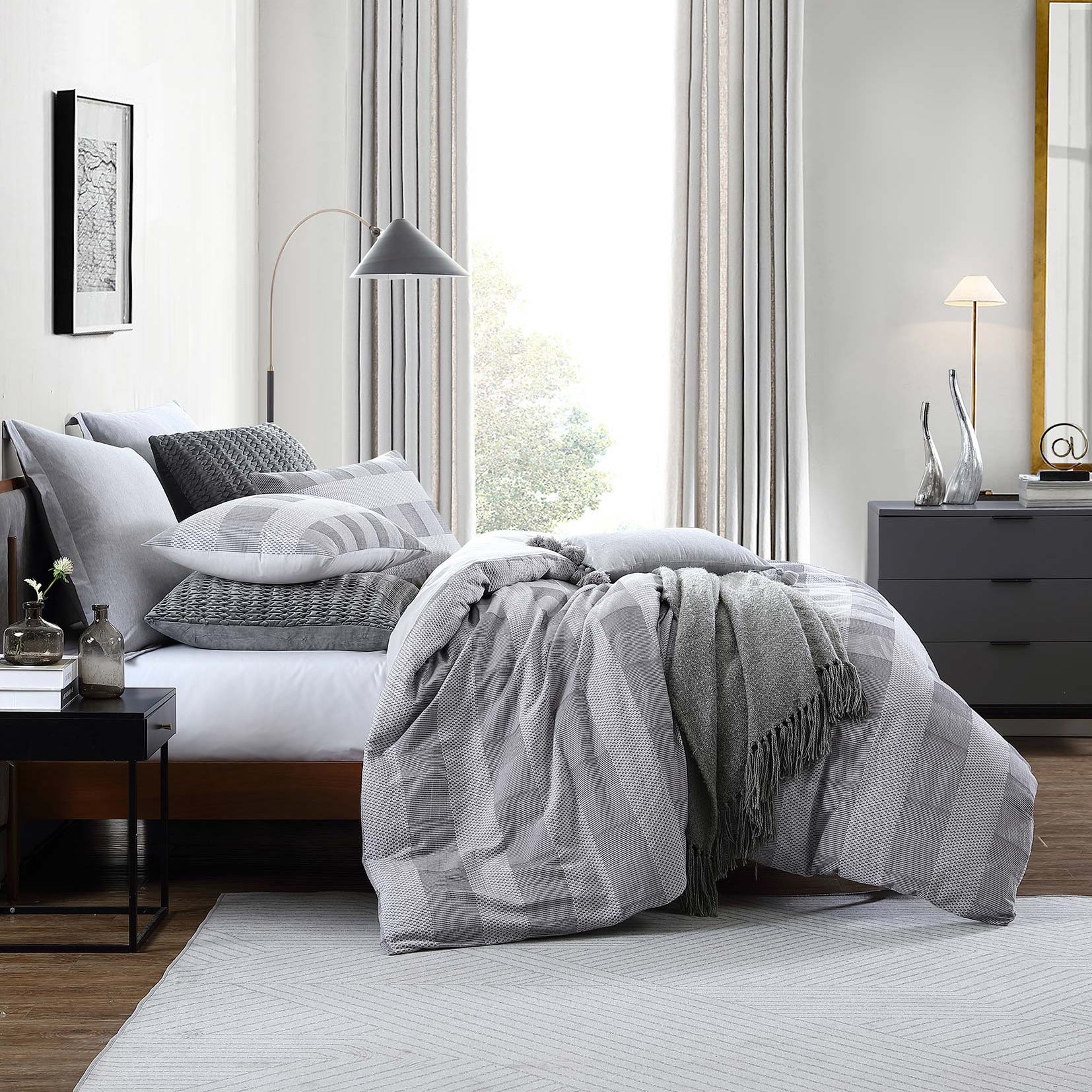 Subi Grey Quilt Cover Set by Private Collection | Planet Linen