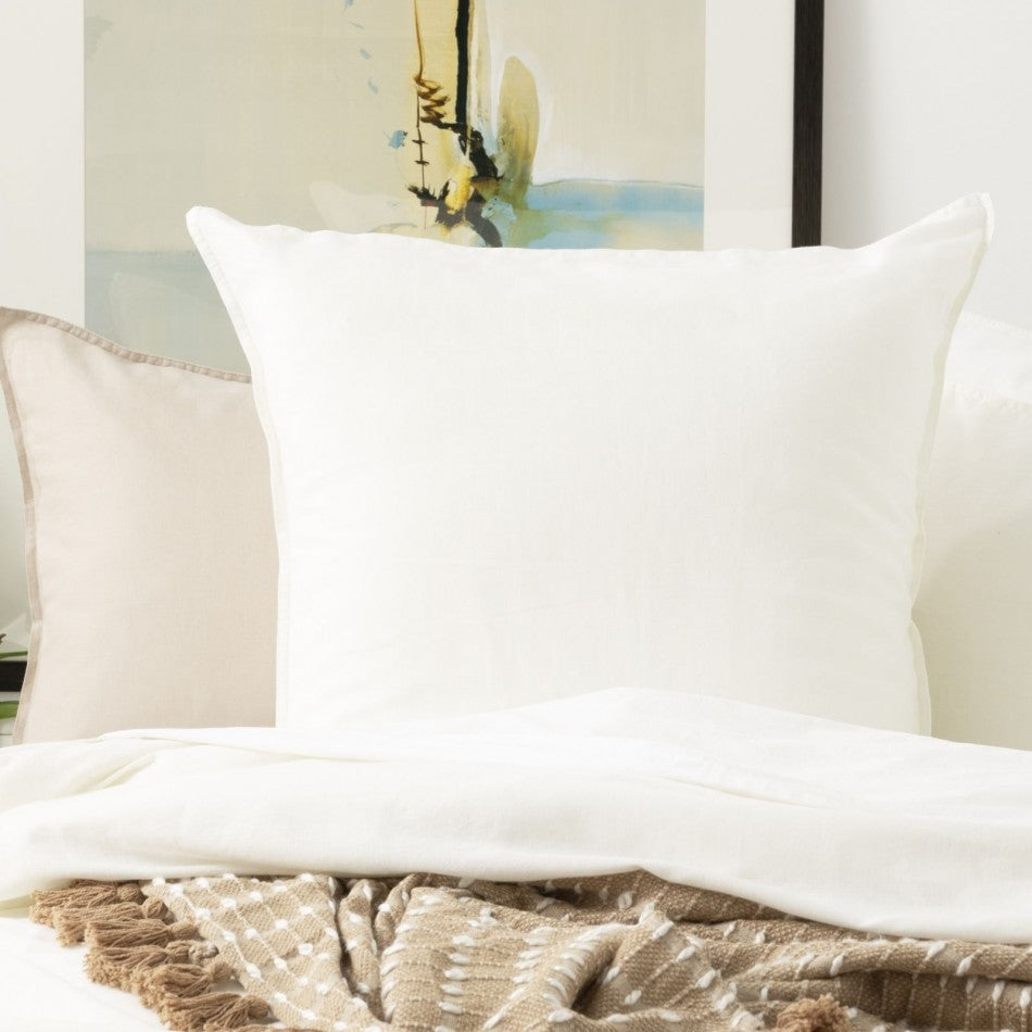 Renee Taylor Cavallo Stone Washed 100% Linen European Pillowcase WHITE ...