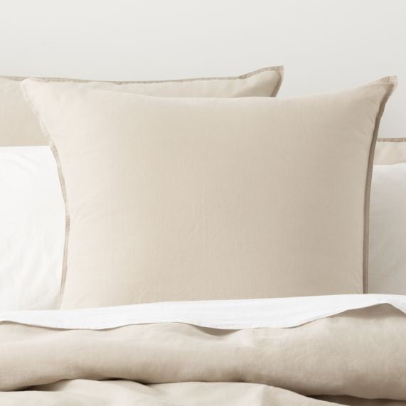 Renee Taylor Cavallo Stone Washed 100% Linen European Pillowcase NATUR ...