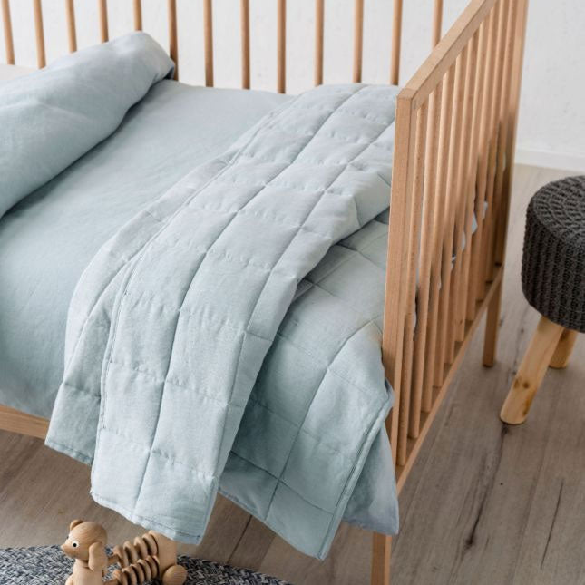 Maddison Blue Cot Coverlet Set by Hiccups | Planet Linen