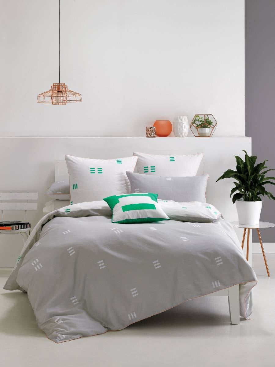 Triplicity Grey Quilt Cover Set by Deco Linen House - Planet Linen